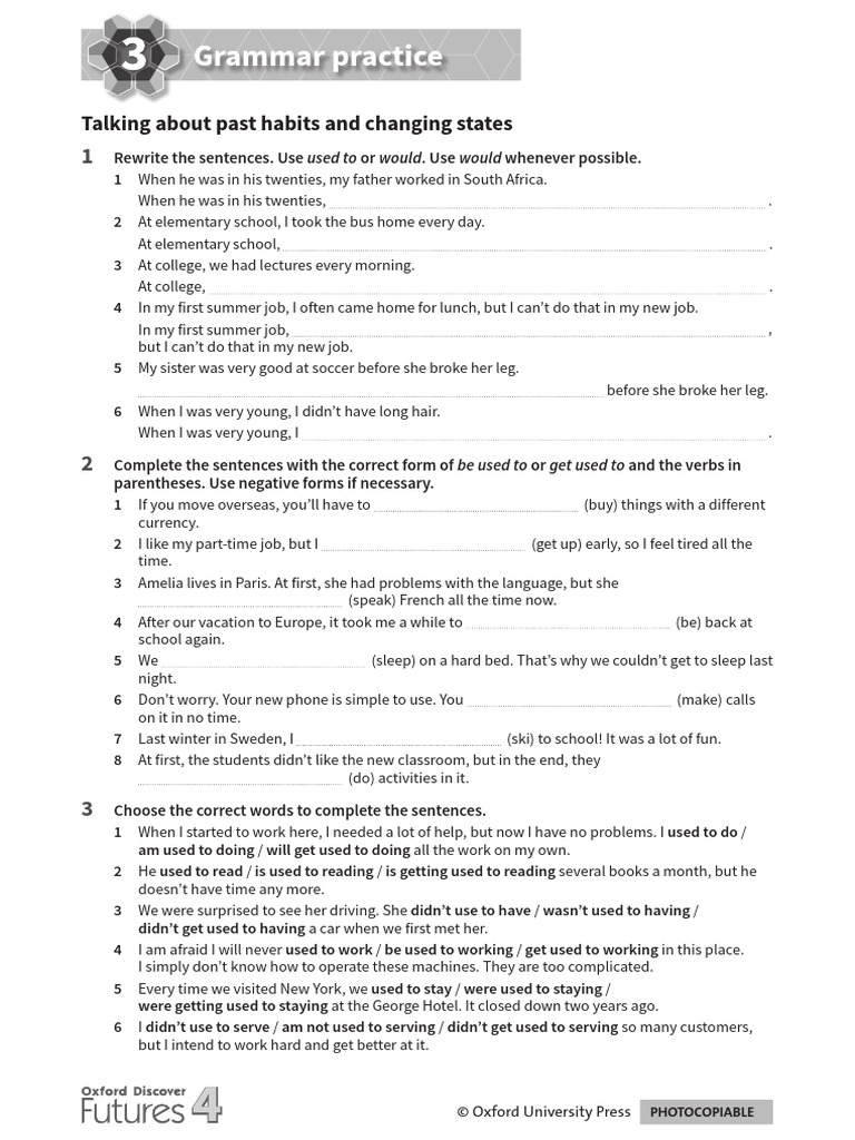 Past Habits and States Grammar Exercises | PDF | Language Mechanics ...