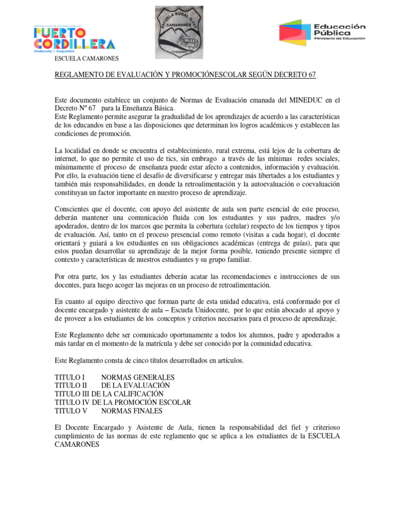 Reglamento de Evaluacion 638 | PDF | Evaluación | Aprendizaje