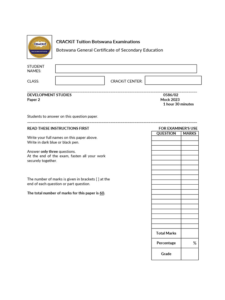 DVS Form 5 Paper 2 Mock 2023 | PDF | Economies