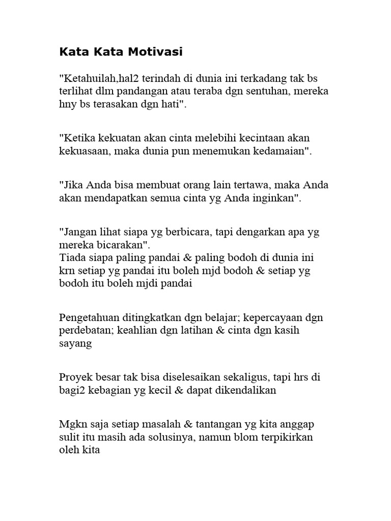 Kata-Kata Motivasi untuk Sukses | PDF | Pengembangan Diri
