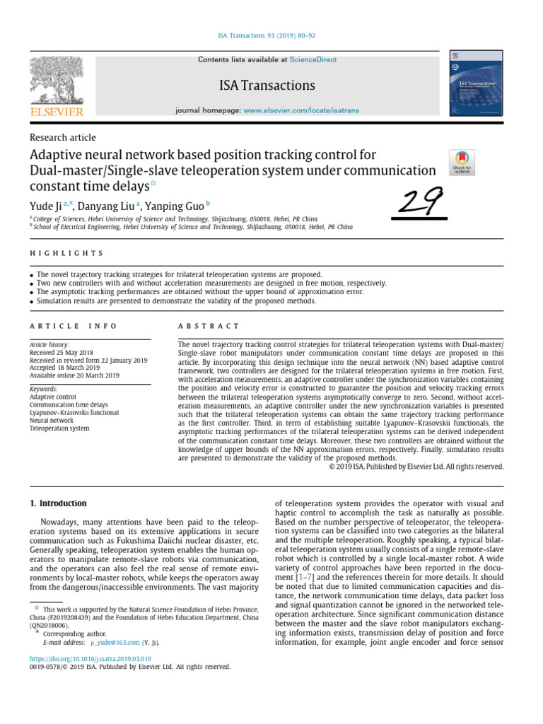 Adaptive Neural Network Based Position Tracking Control For Dual-masterSingle-slave ...
