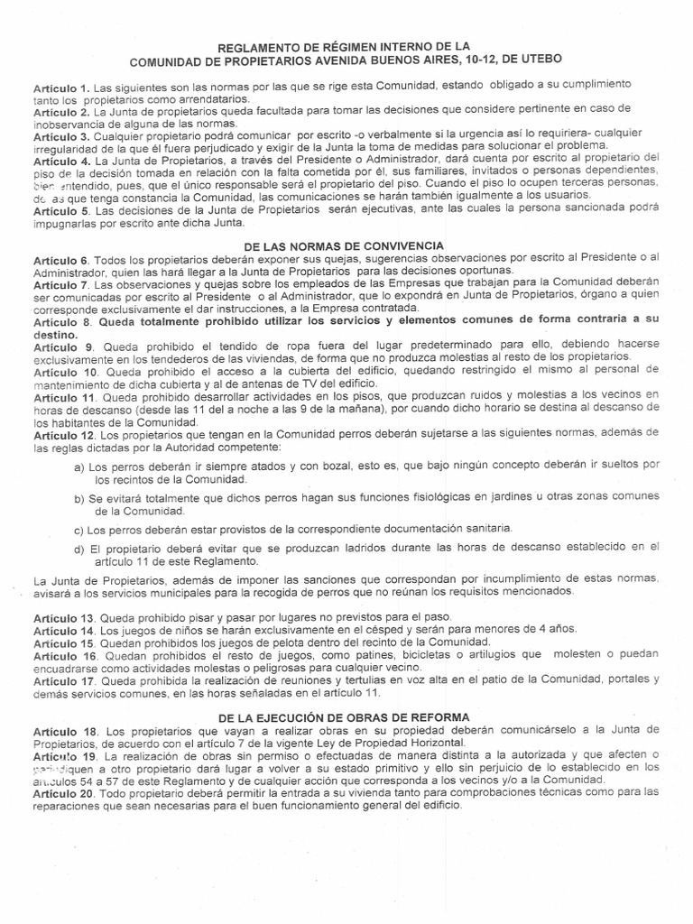 Reglamento Regimen Interno | PDF