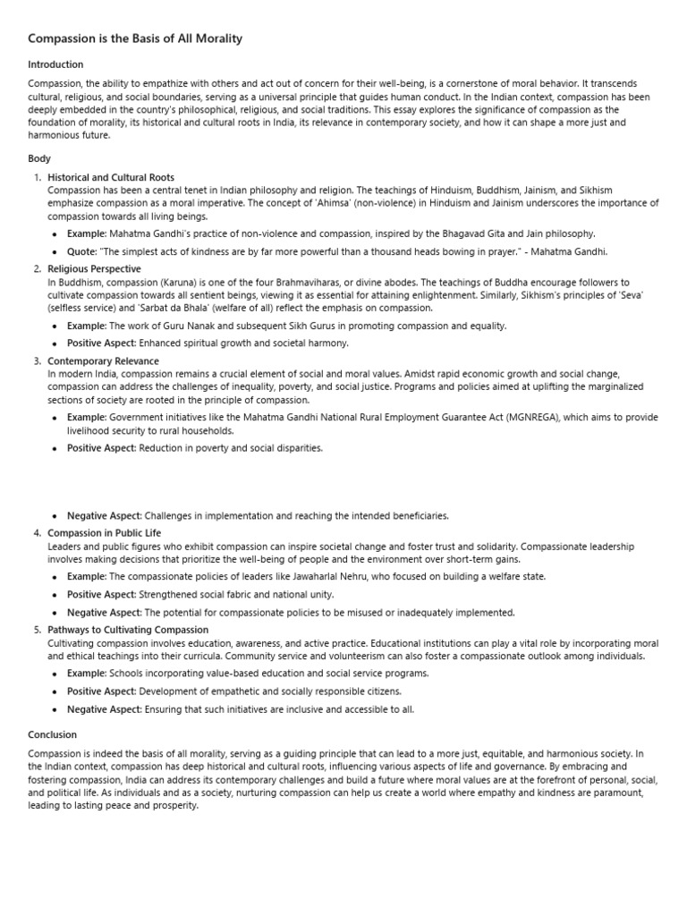 Compassion Is The Basis of All Morality | PDF | Compassion | Ahimsa