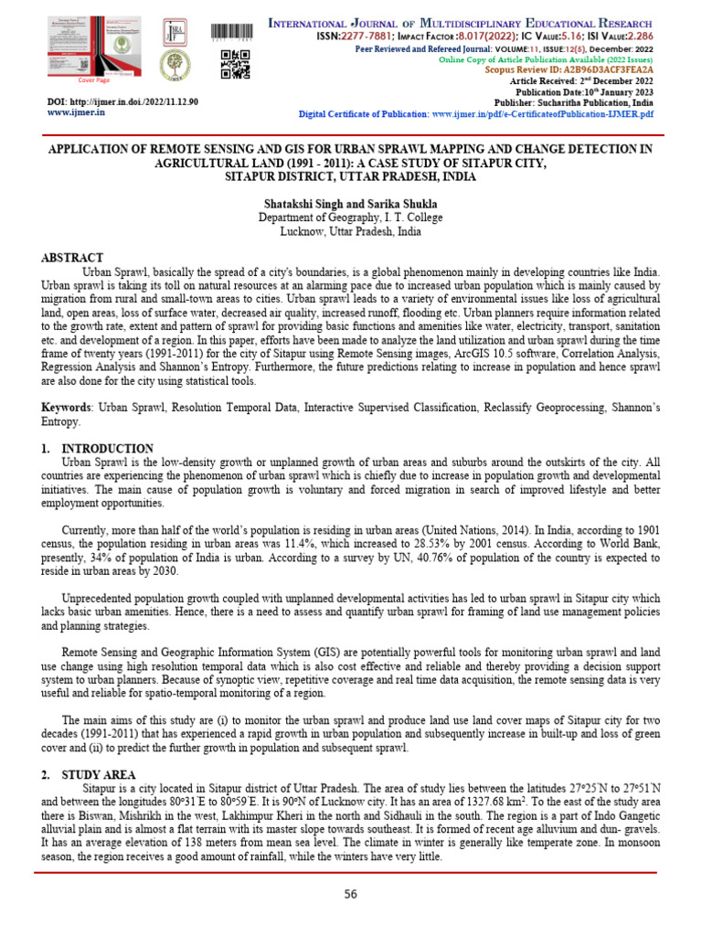 IJMER Sarika-Shatakshi Jan 2023 | PDF | Linear Regression | Geographic Information System