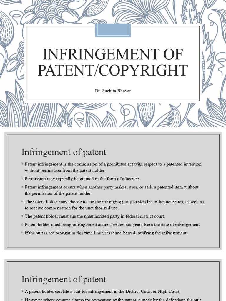 Patent Infringement: Rights and Remedies | PDF | Copyright Infringement ...
