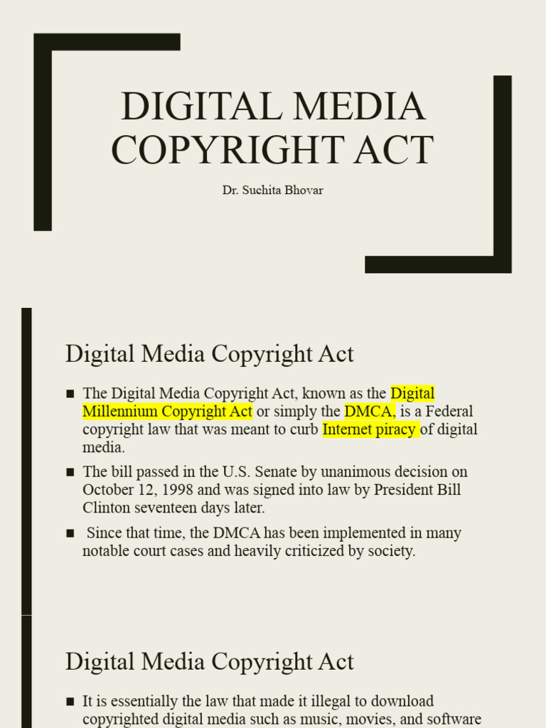 Digital Media Copyright Act | PDF