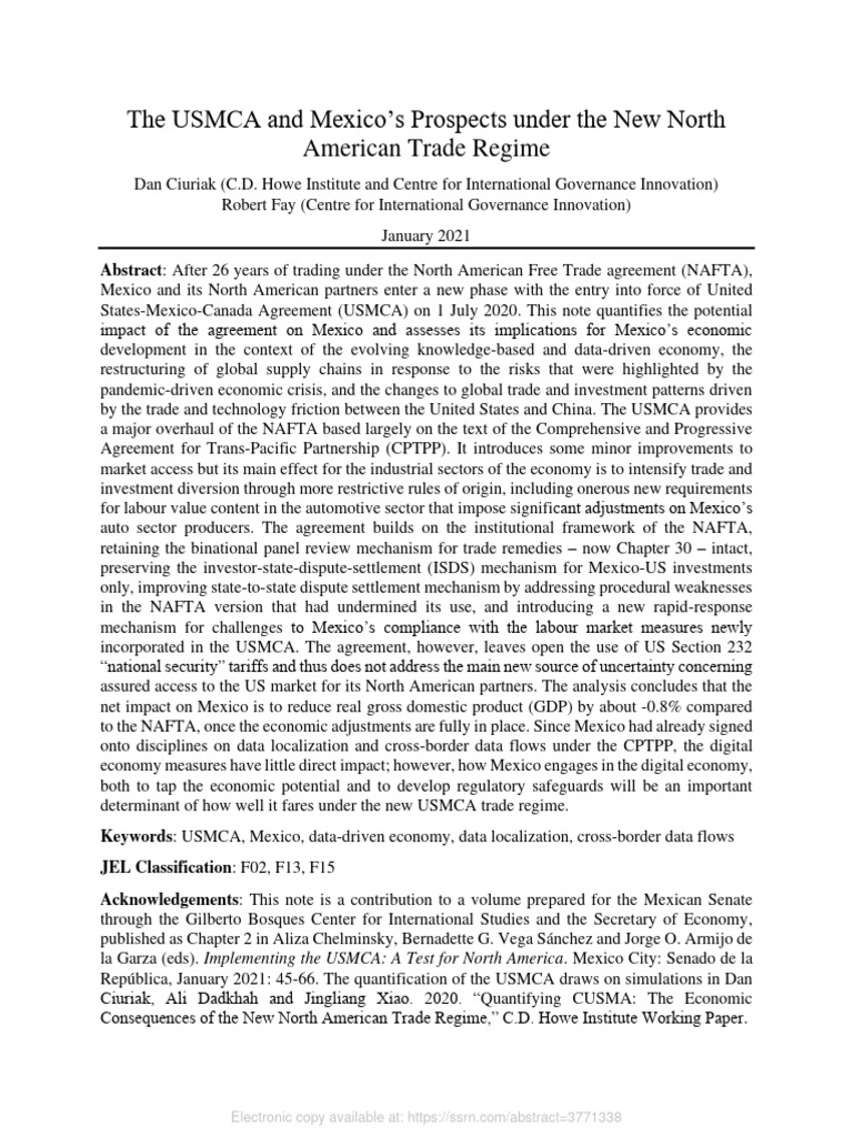 USMCA and Mexico | PDF | Intellectual Property | North American Free ...