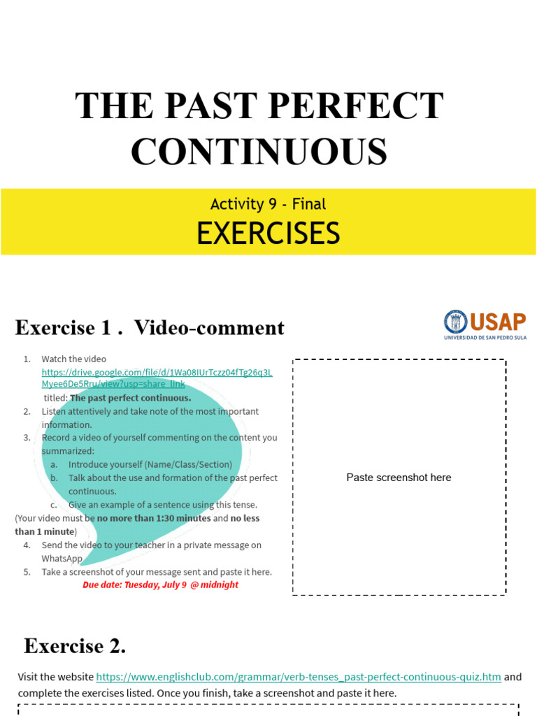 9 Practice - The Past Perfect Continuous | PDF