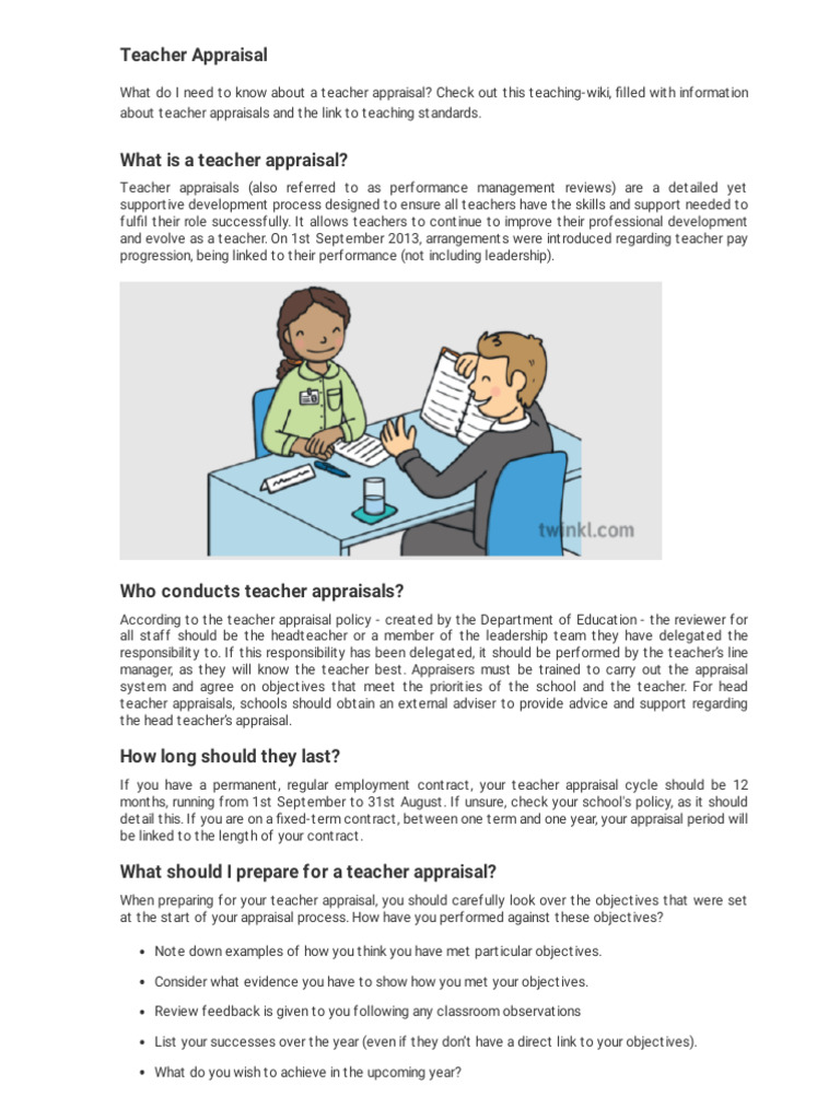 Teacher Apprisal - Twinkl | PDF | Learning | Cognition