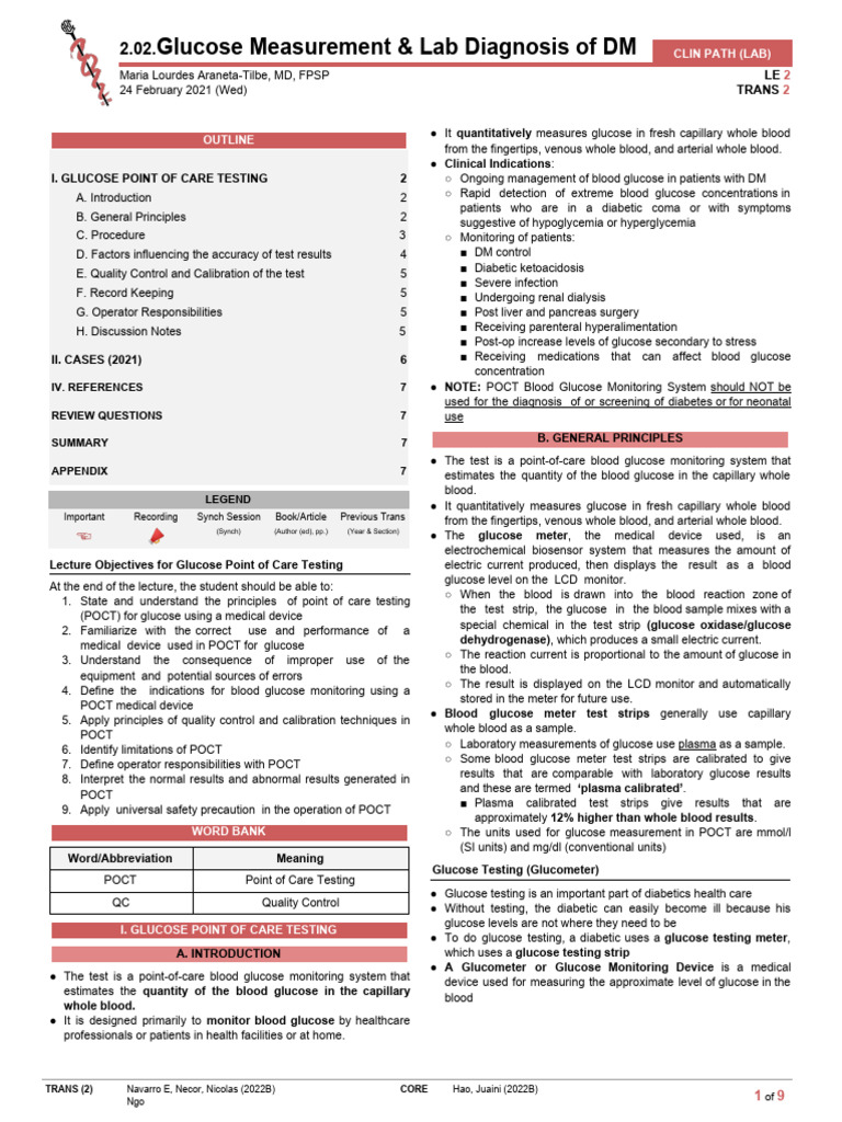 (CPT-LAB) 2.02 Glucose Measurement and Lab Diagnosis of DM (Feb 24 ...