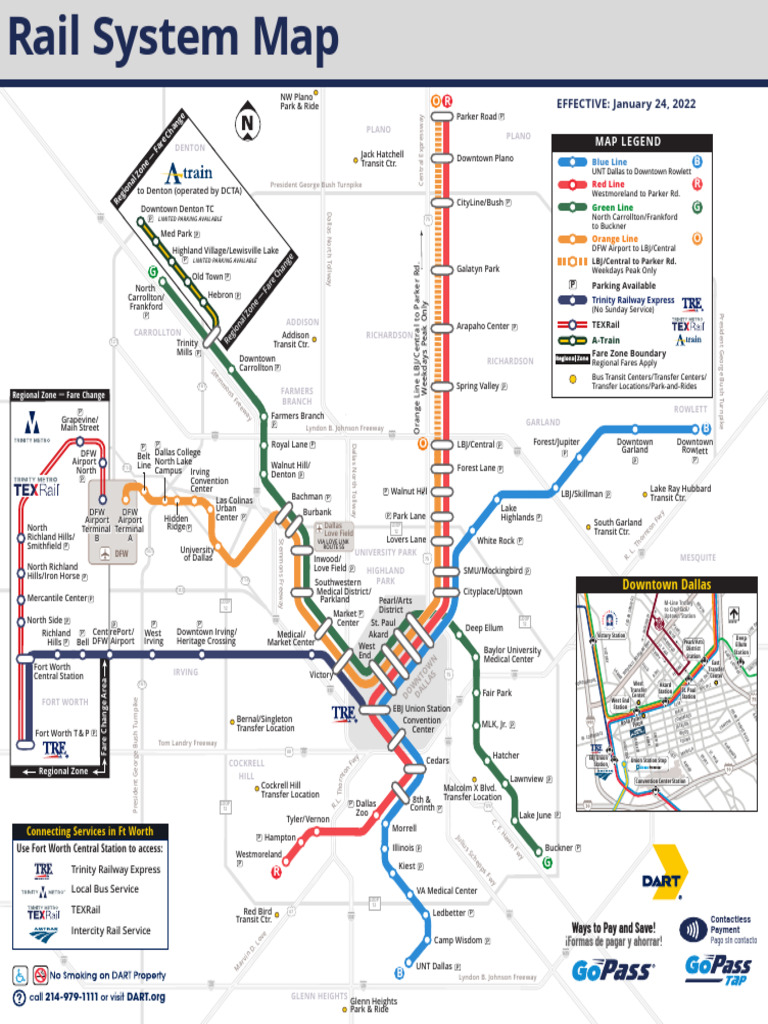 DARTRail System Map 24 Jan 22 | PDF | Dallas | Dallas–Fort Worth Metroplex