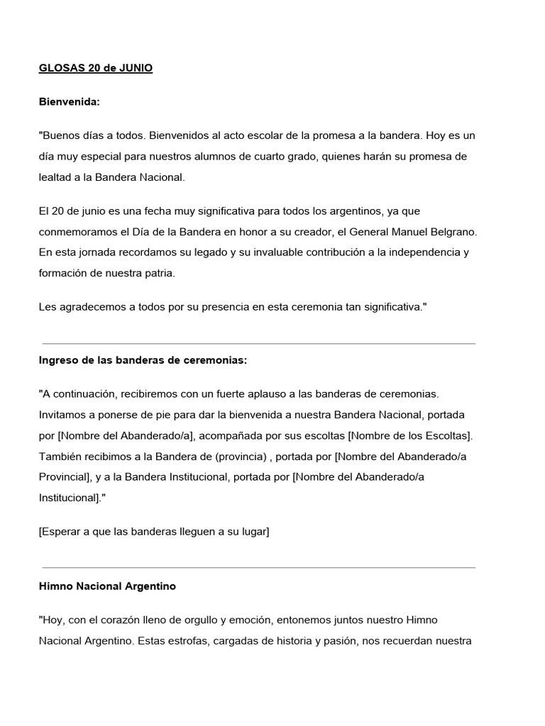 GLOSAS 20 de JUNIO | PDF | Ciencias sociales | Estudios de idiomas extranjeros