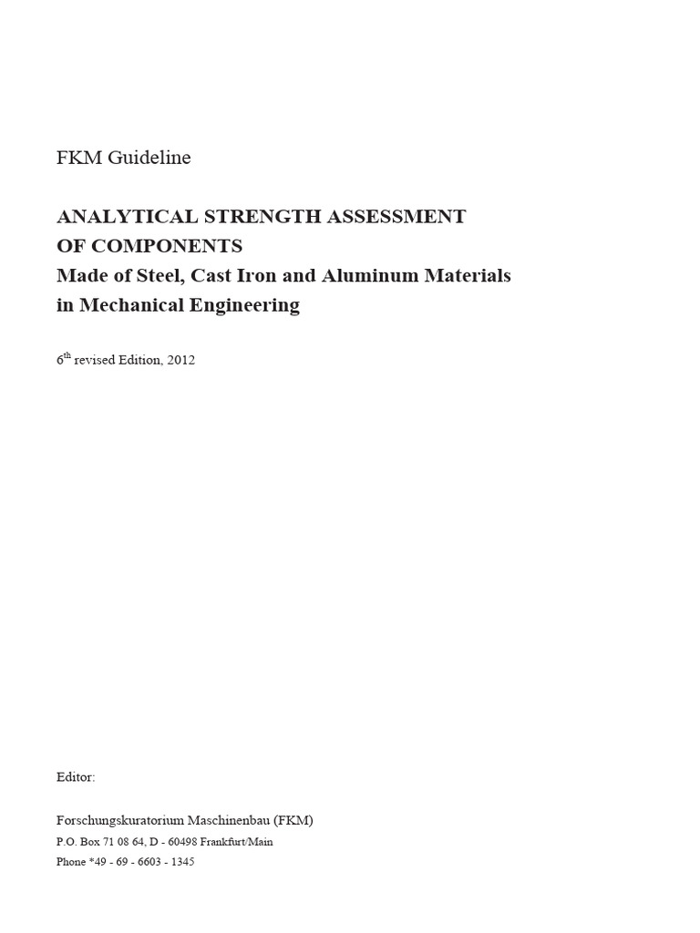 FKM Guideline Analytical Strength Assessment 6th | PDF | Strength Of ...