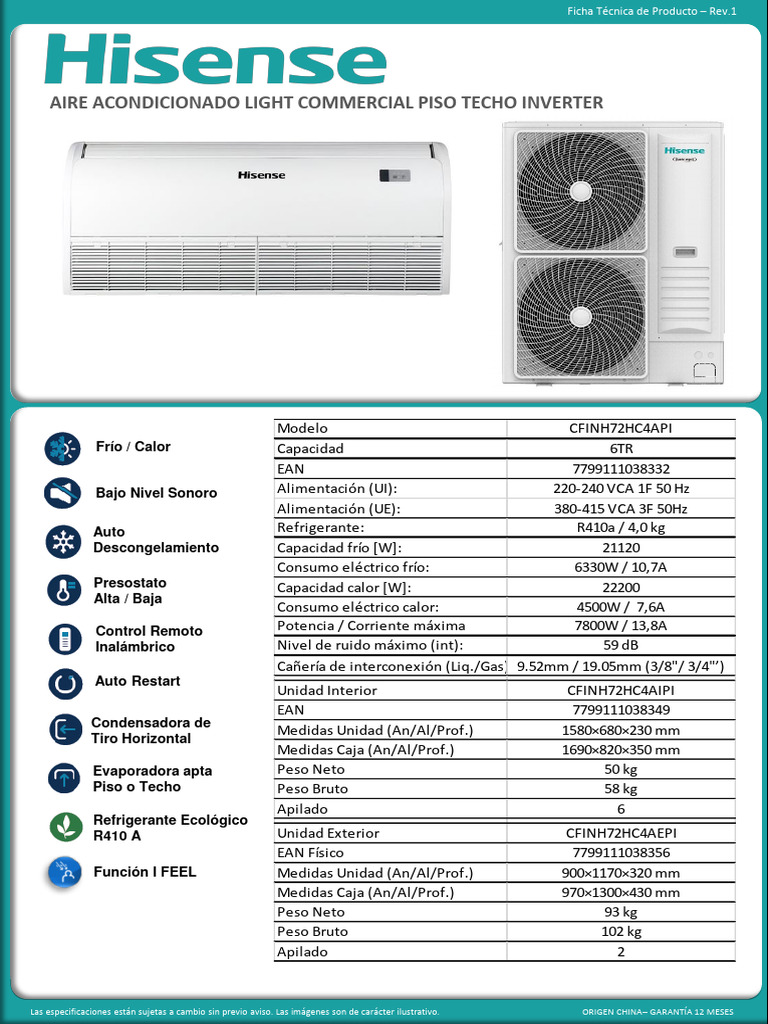 Manual Aire Acondicionado Hisense 6TR | PDF