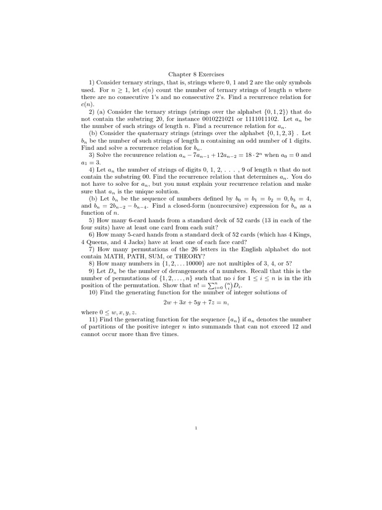 Chapter 8 Exercises | PDF | Recurrence Relation | String (Computer Science)