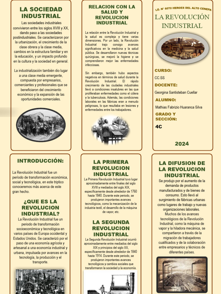 Triptico La Revolucion Indrustrial | PDF | Revolución industrial | Sociedad