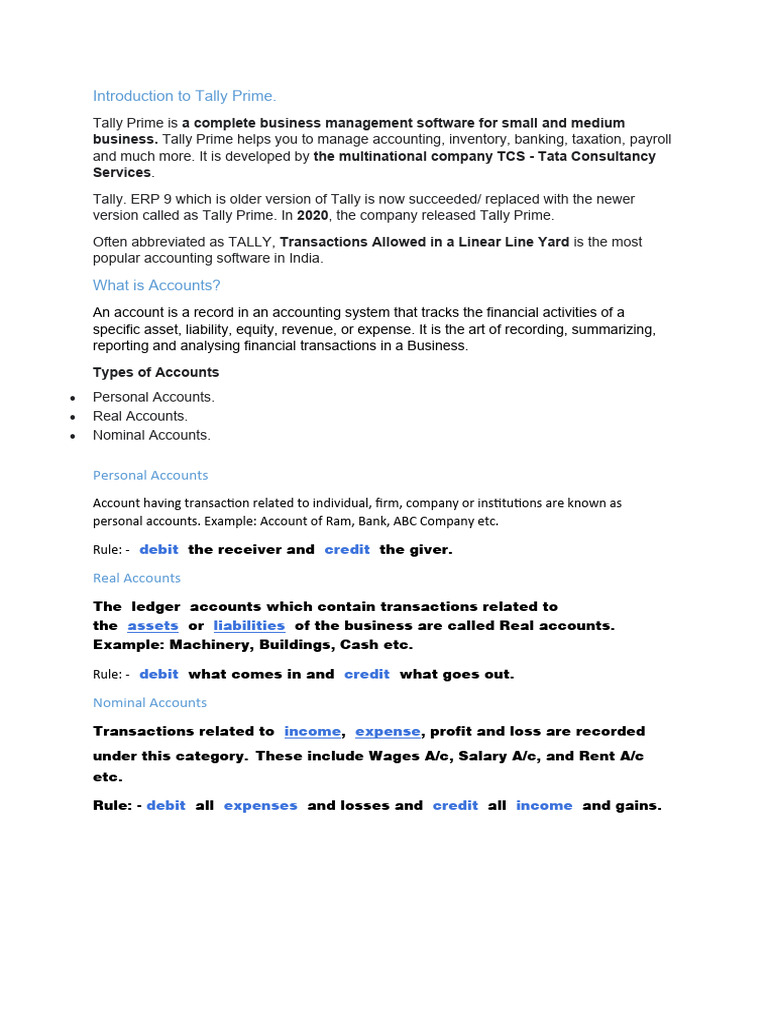 Overview of Tally Prime Software | PDF