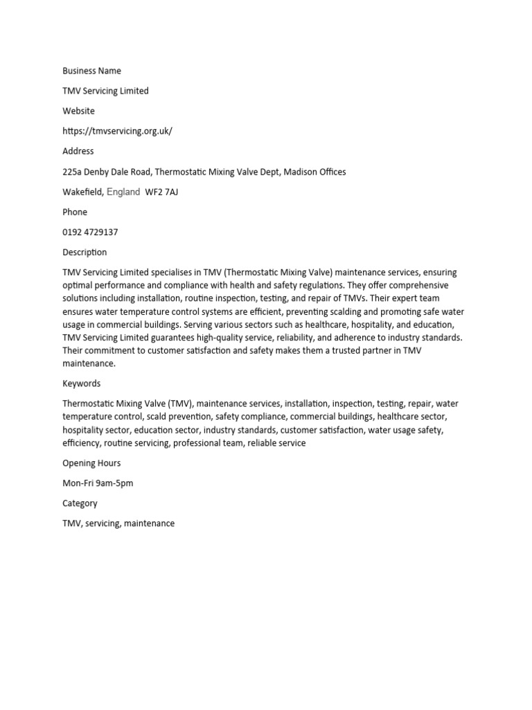 TMV Maintenance Services Overview | PDF | Technology & Engineering
