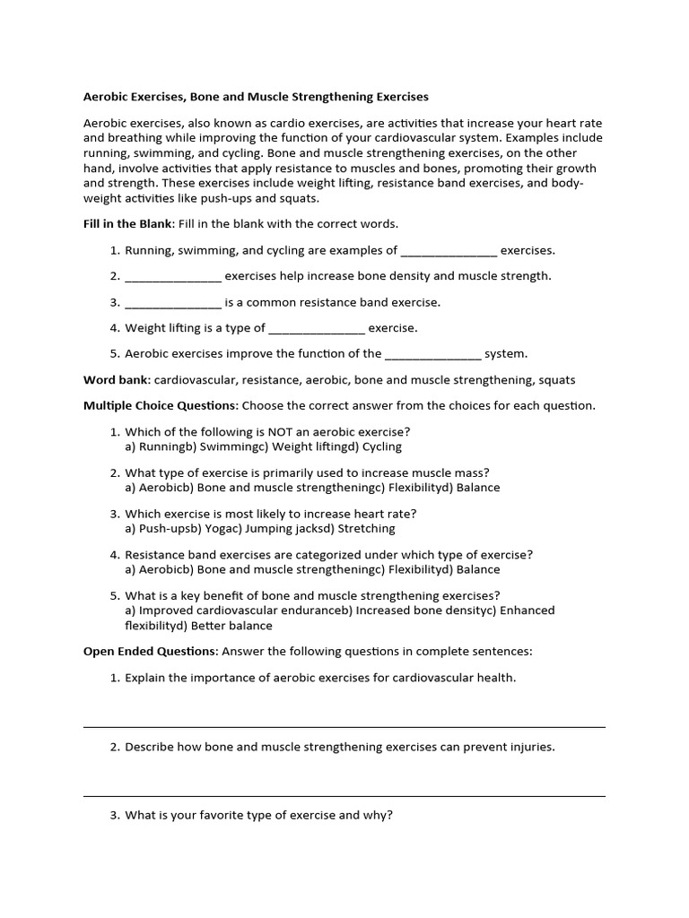 11th Grade Aerobic and Strength Exercises | PDF | Strength Training ...