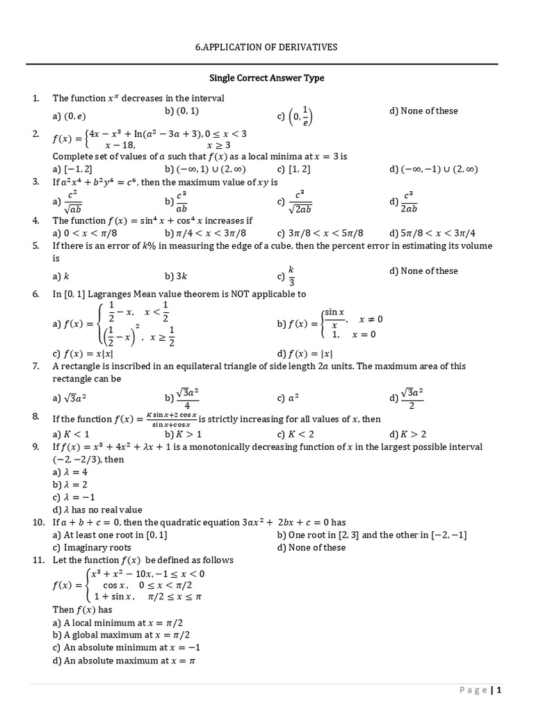 Application of Derivatives | PDF | Tangent | Monotonic Function