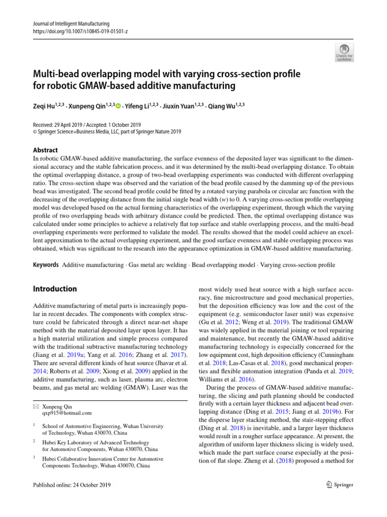 Multi-Bead Overlapping Model With Varying Cross-Section Profile For ...