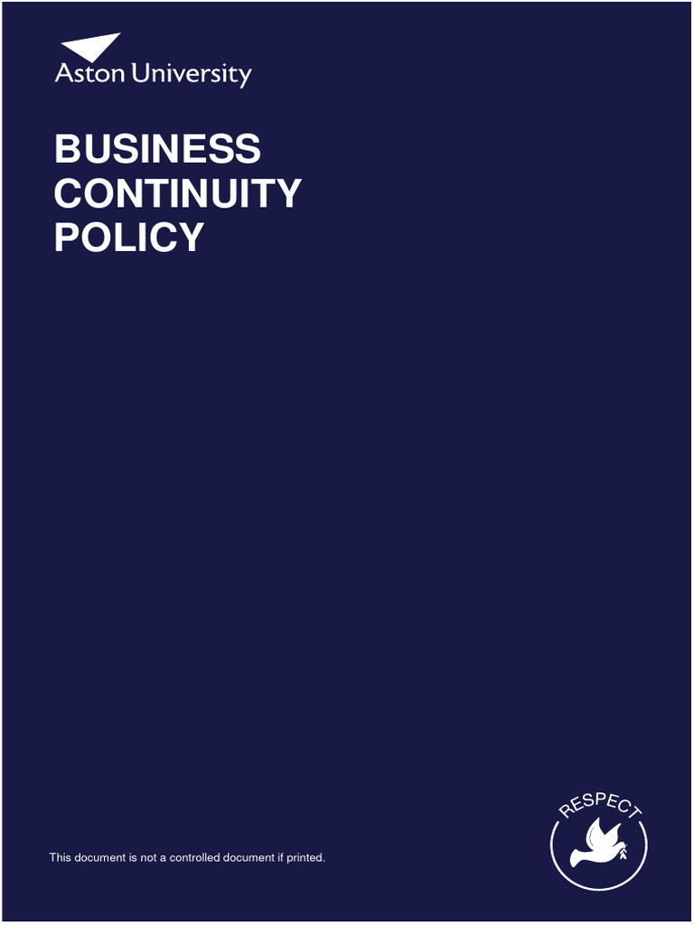 Business Continuity Policy 21 | PDF | Risk | Business