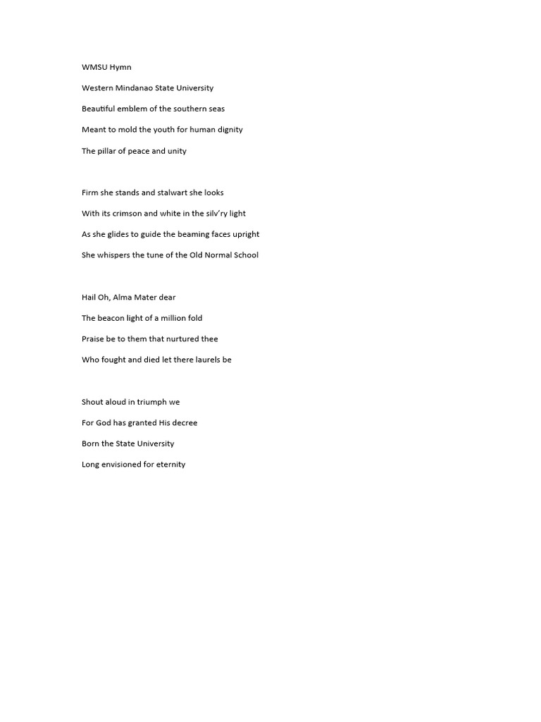 WMSU Hymn | PDF
