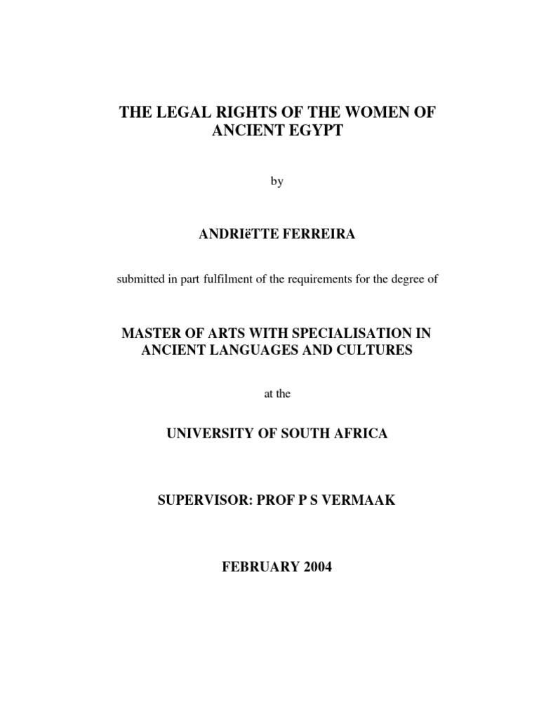 Legal Rights of Women in Ancient Egypt | PDF | Marriage | Wife