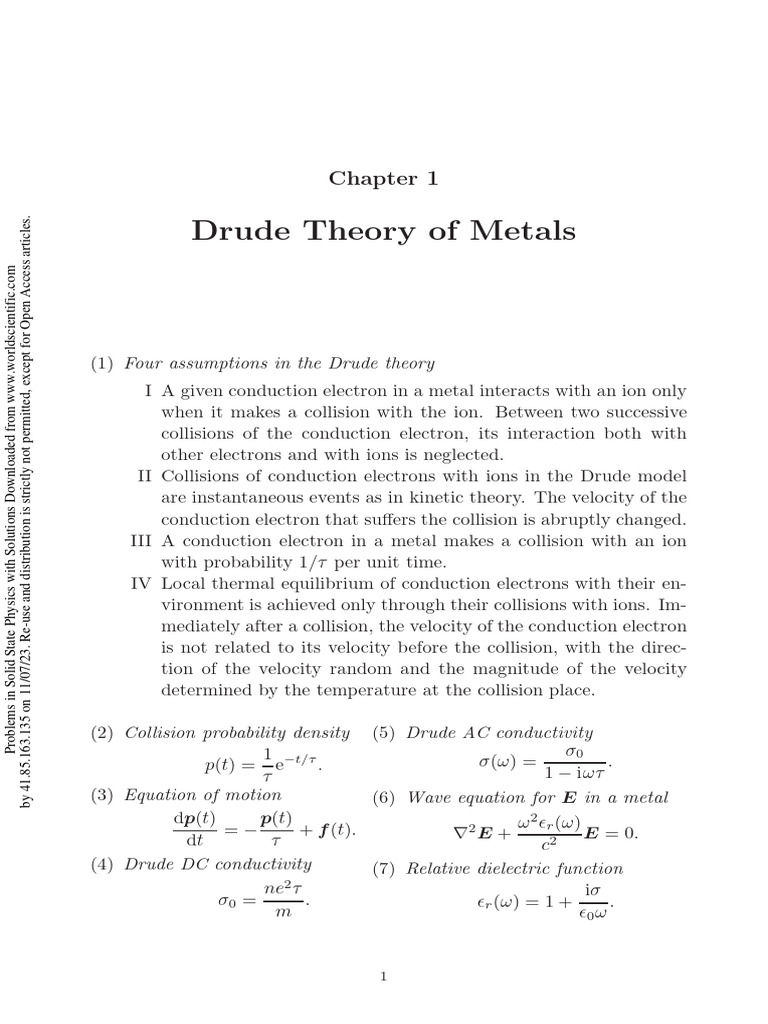 2012 Drude Theory of Metals | PDF | Electrical Resistivity And ...
