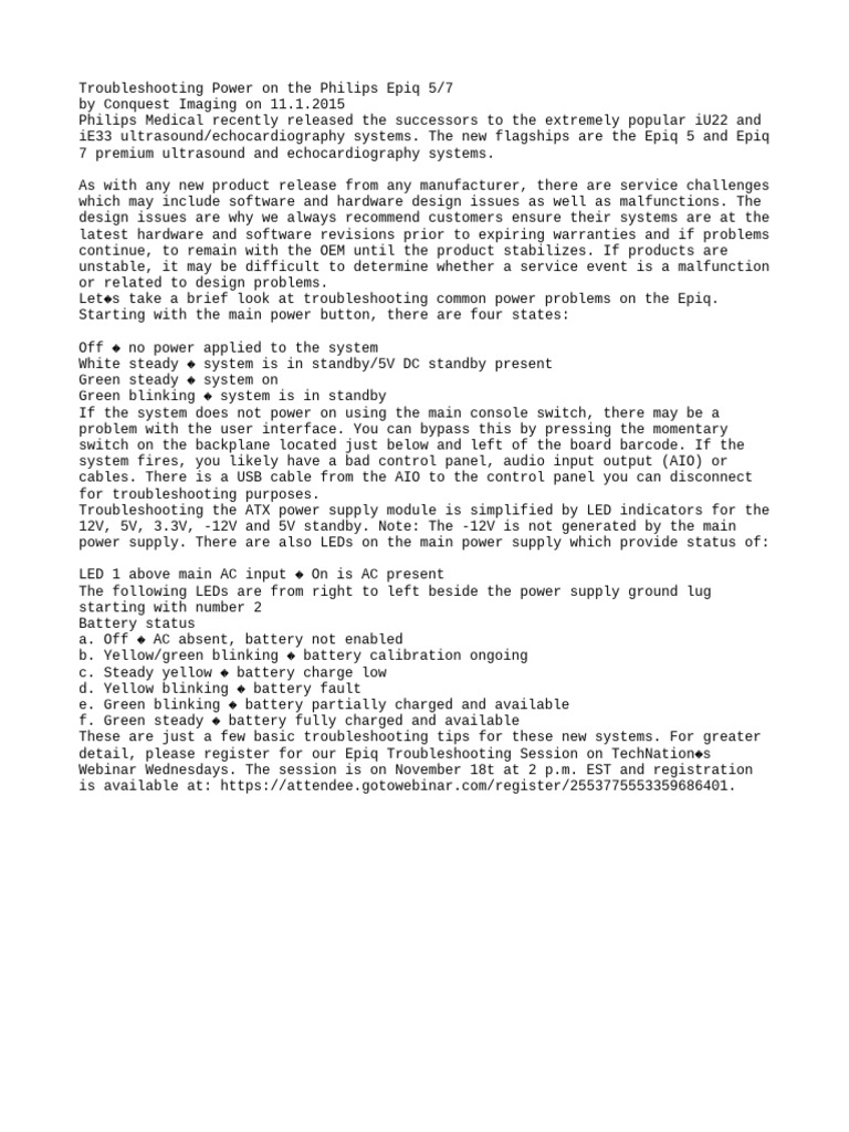 Philips Epiq 5/7 Power Troubleshooting Guide | PDF | Power Supply ...