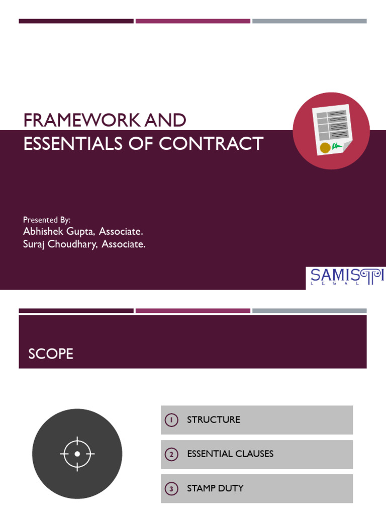 Framework And Essentials Of Contract Pdf Indemnity Arbitration