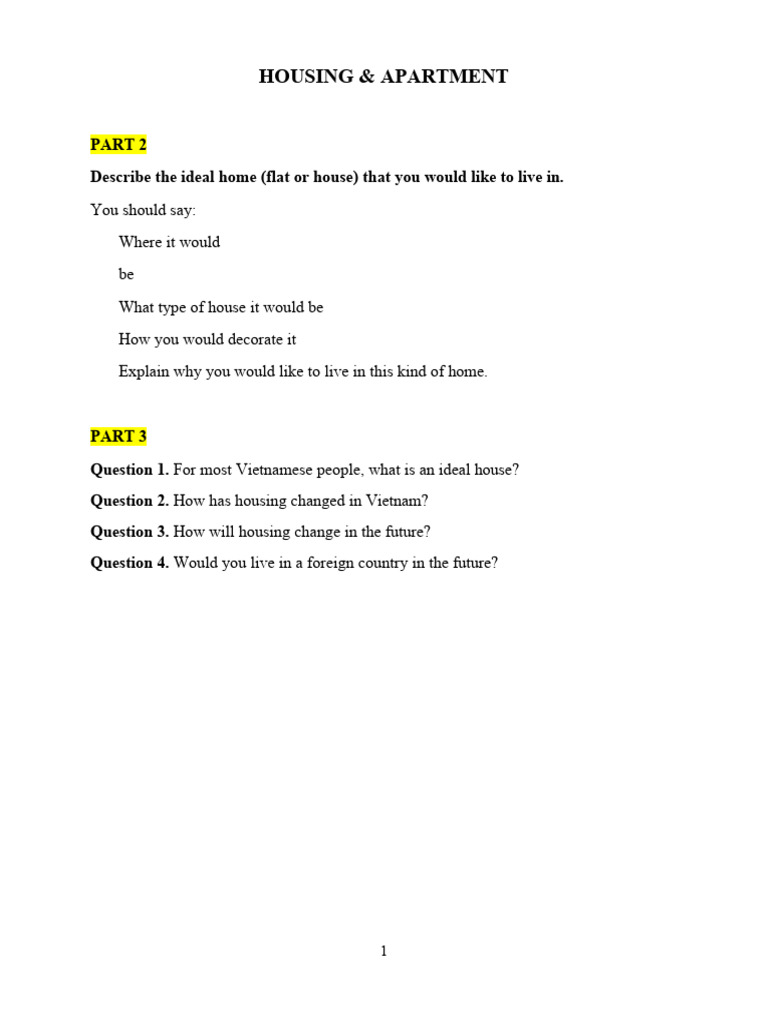 (Speaking) Homes (Student) | PDF