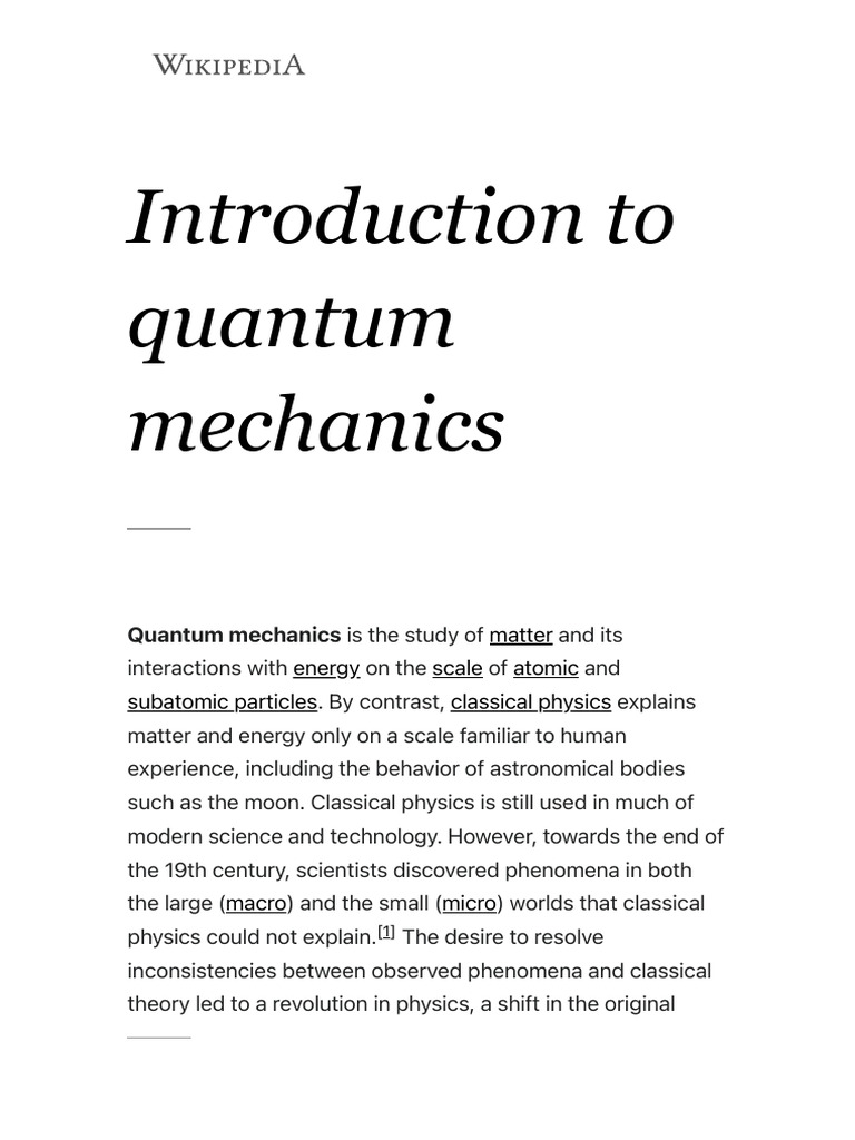 Introduction To Quantum Mechanics - Wikipedia | PDF | Standard Model ...