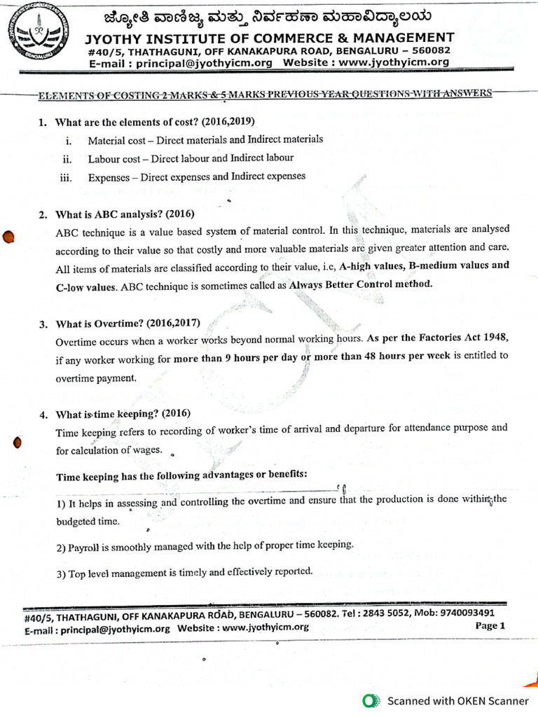 CA 2 & 5 Marks | PDF