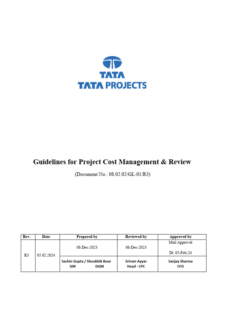 Guideline For Project Cost Managememt Review R3 Pdf Project