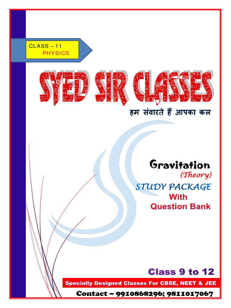11 Gravitation Package With Q.B. - 2023-24. | PDF | Orbit | Force
