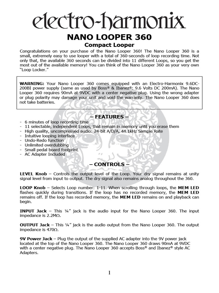 Nano Looper 360 Manual | PDF | Radio | Telecommunications Engineering