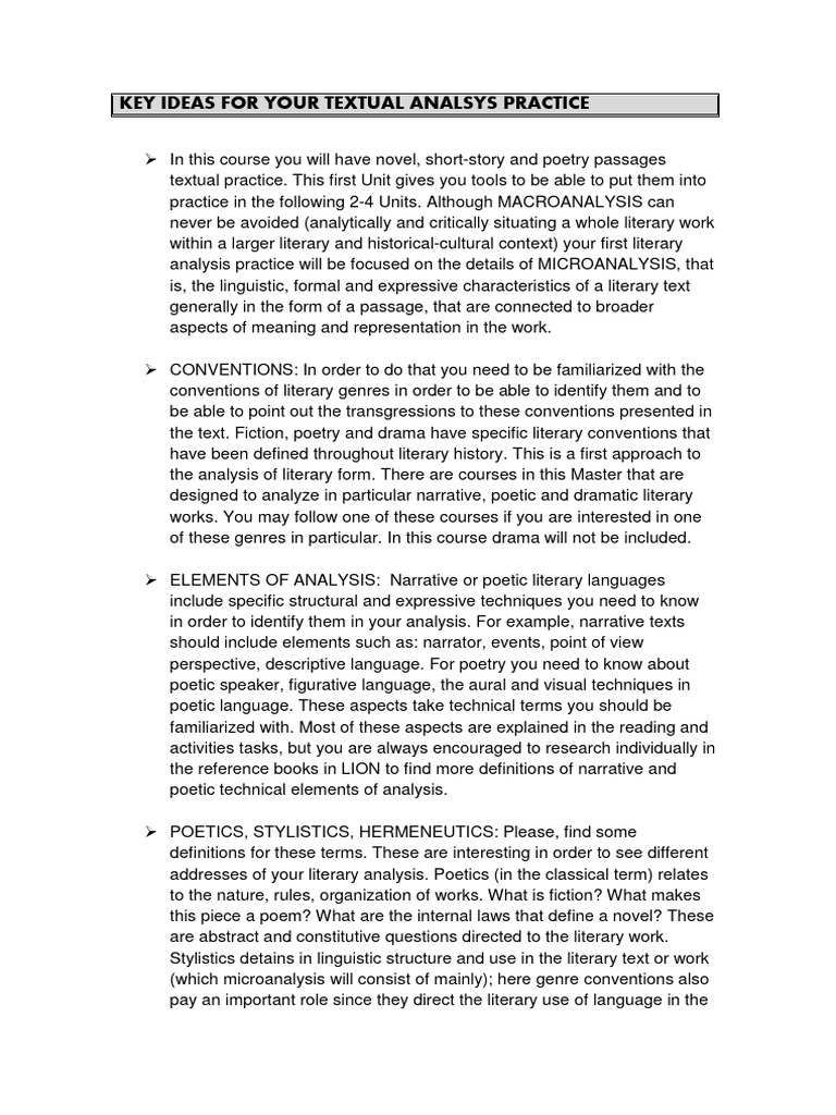 Textual Analysis Guidelines | PDF | Narrative | Analysis