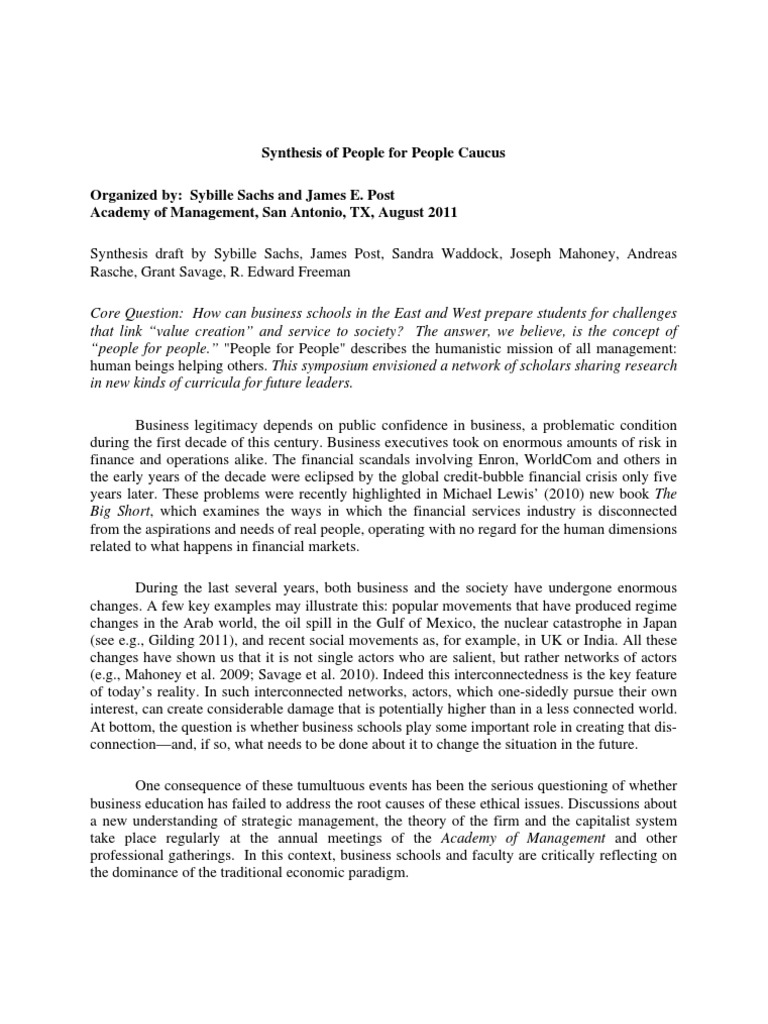 Synthesis of People For People Caucus | PDF | Strategic Management ...
