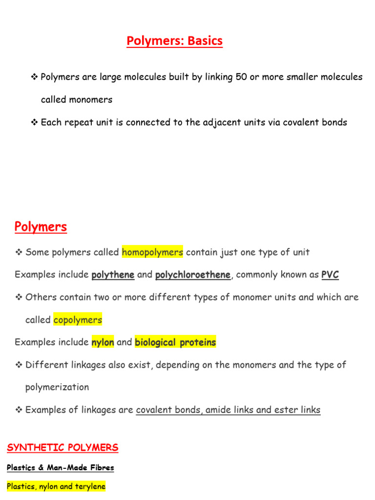 Polymers | PDF | Polymers | Polymerization