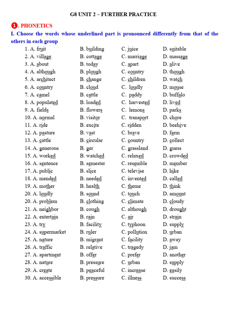 g8 Unit 2 - Further Practice | PDF