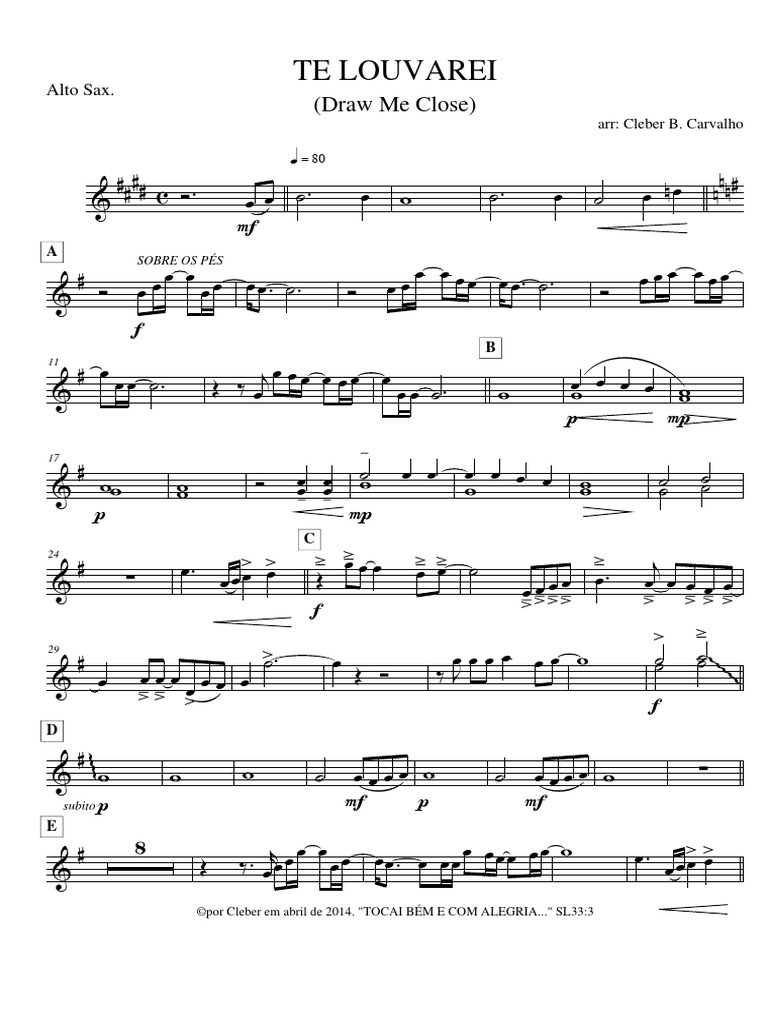 TE LOUVAREI - Alto Sax. | PDF
