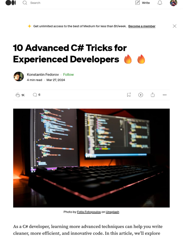 10 Advanced C# Tricks For Developers ? Medium | PDF | Computer ...