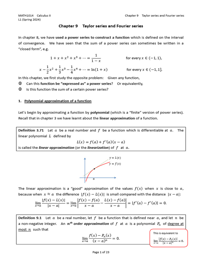1014L1 Note 9 | PDF | Power Series | Function (Mathematics)