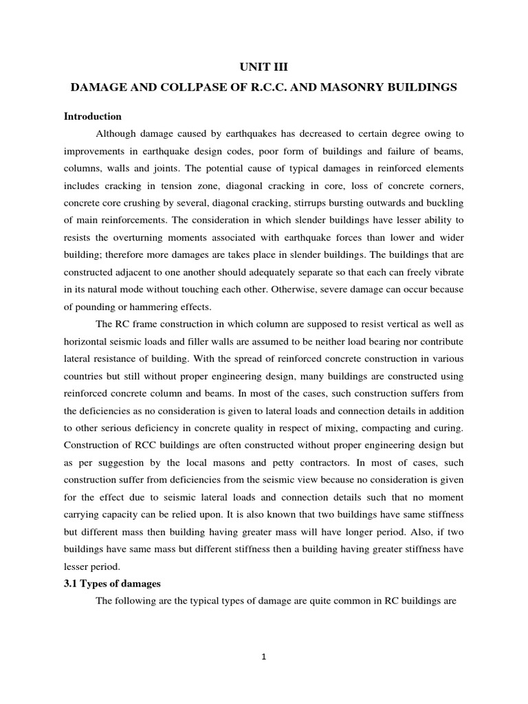 ERS Notes Unit III Final | PDF | Concrete | Masonry