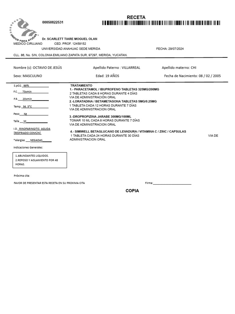 Receta Medica de Simi | PDF