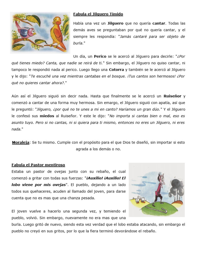 Fábulas y Cuentos con Moraleja Infantil | PDF