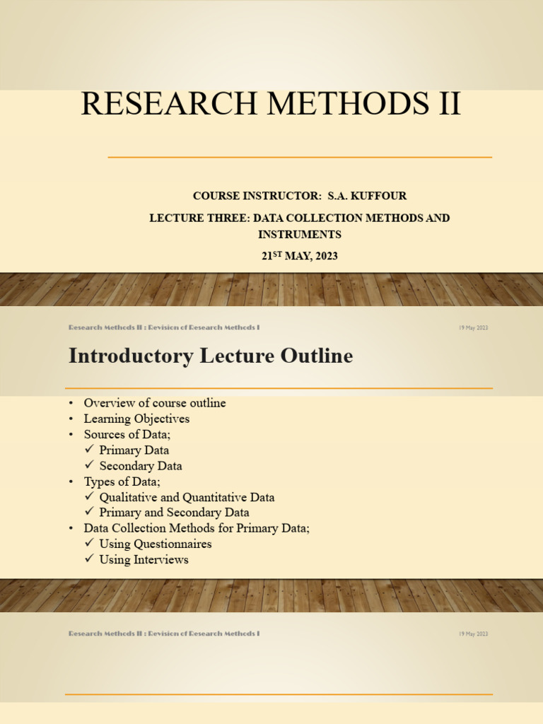 Lecture 3 - Data Collection Methods and Instruments | PDF | Interview | Data