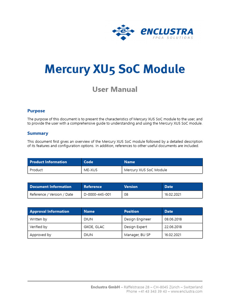 Mercury XU5 User Manual V08 | PDF | System On A Chip | Usb