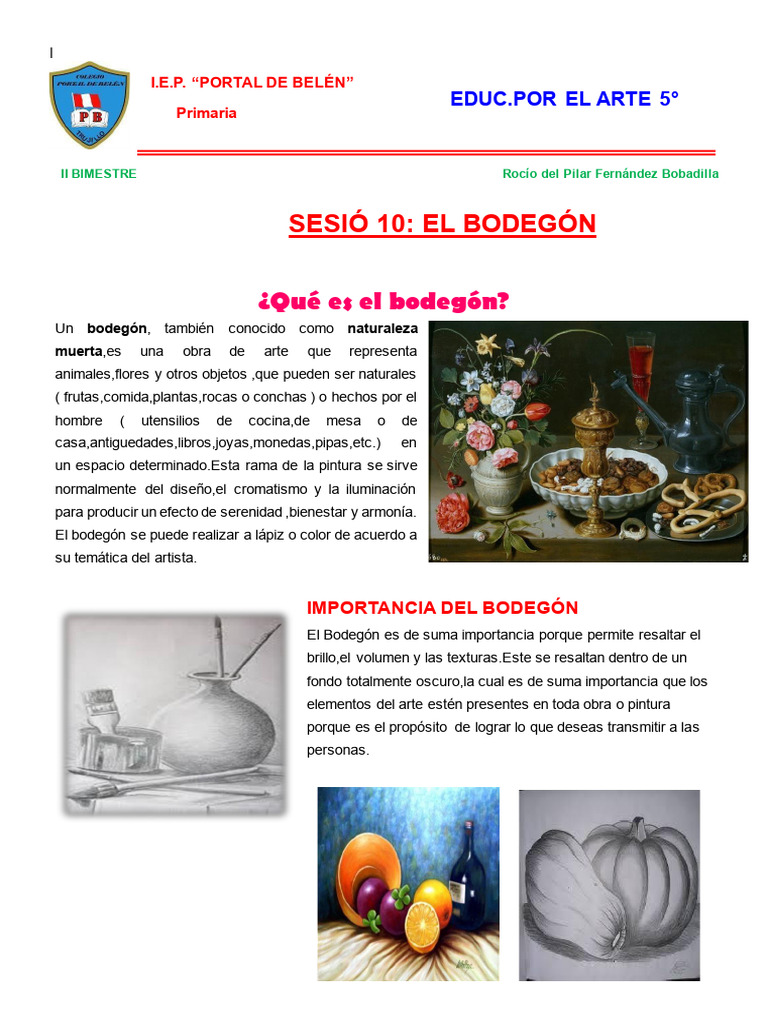 Sesión 10 El Bodegón 5° | PDF